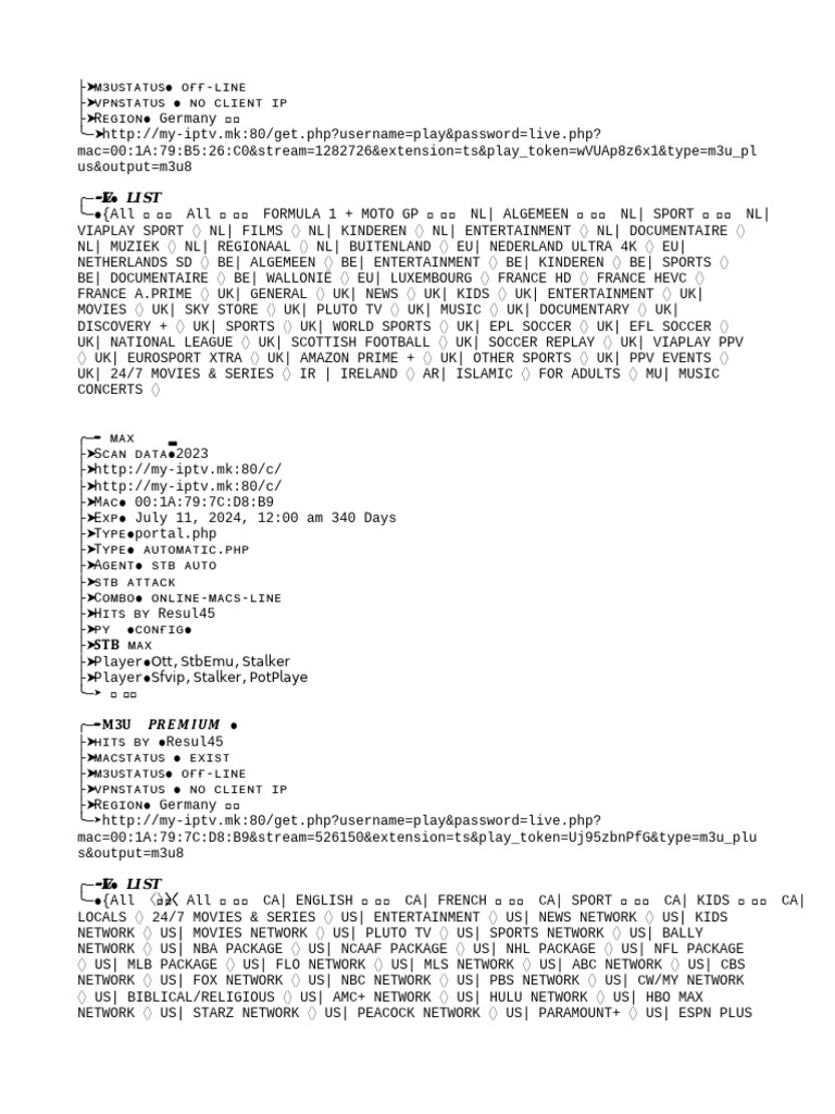 Codes Xtream IPTV - 2023 VIP Premium Date 10-2023 Group - 24 | PDF | Pay Television | Nbc