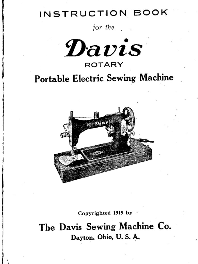 Davis Rotary Portable Sewing Machine Instruction Manual | PDF | Sewing ...