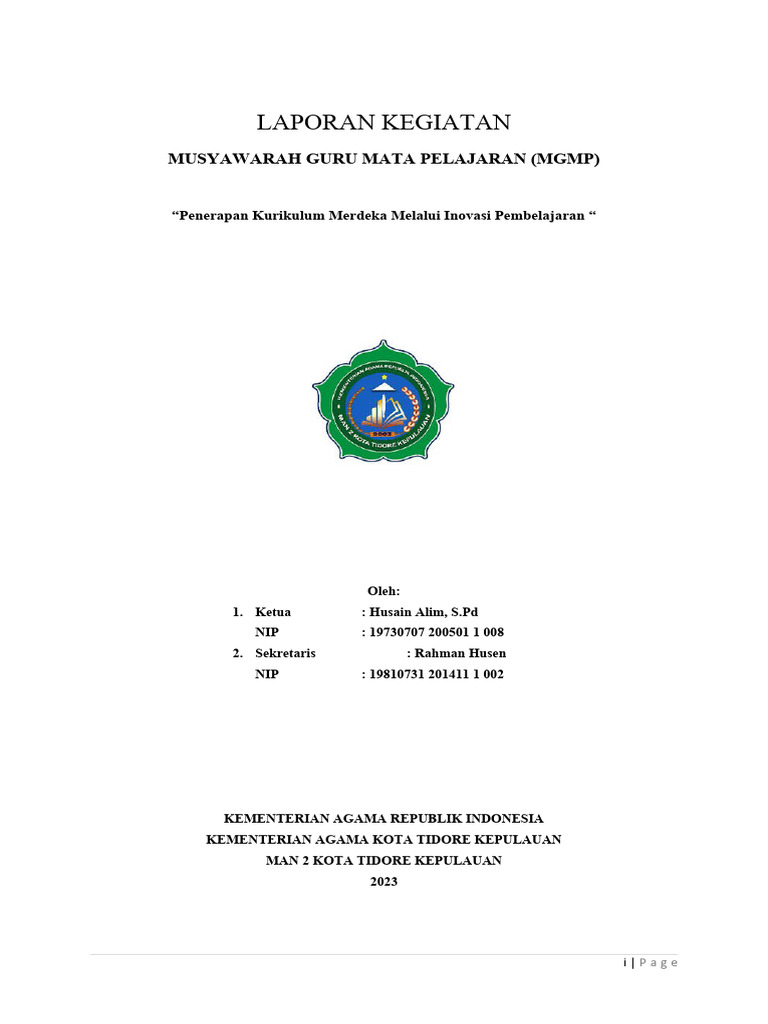 Laporan Kegiatan MGMP | PDF