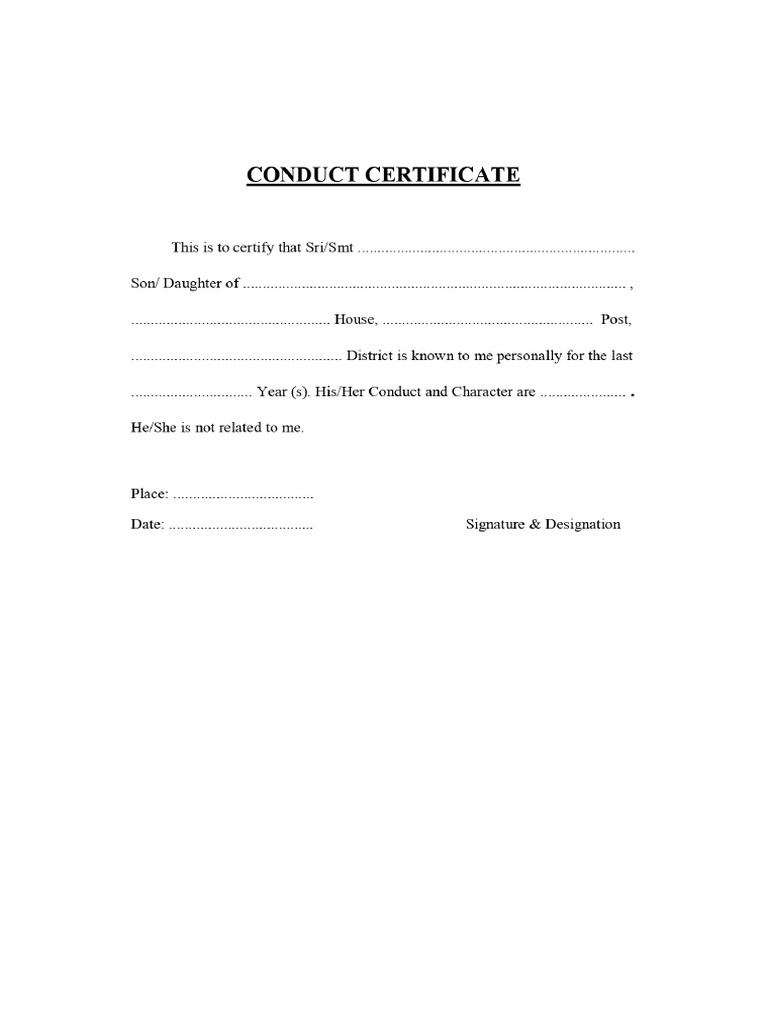 Conduct Certificate | PDF