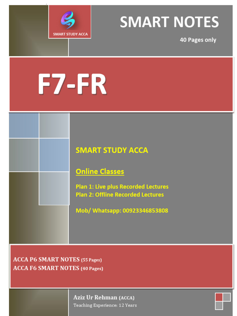 Smart Study ACCA F7 Resources | PDF | Depreciation | International ...