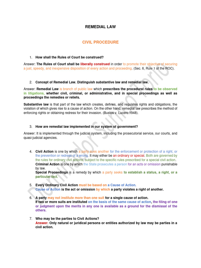 Civil Procedure | PDF | Demurrer | Certiorari