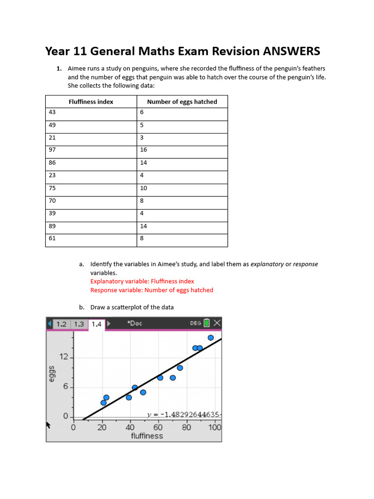 2023 Year 11 General Maths Exam Revision ANSWERS | PDF | Ordinary Least ...