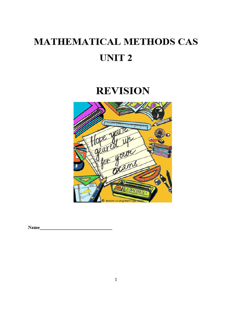 2023 Methods Unit 2 Exam Revision Booklet | PDF | Derivative ...