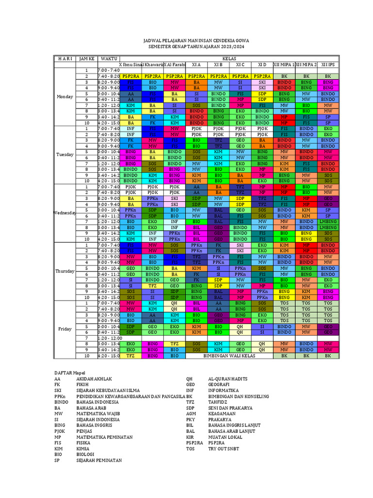 Jadwal Genap 2023-2024 | PDF