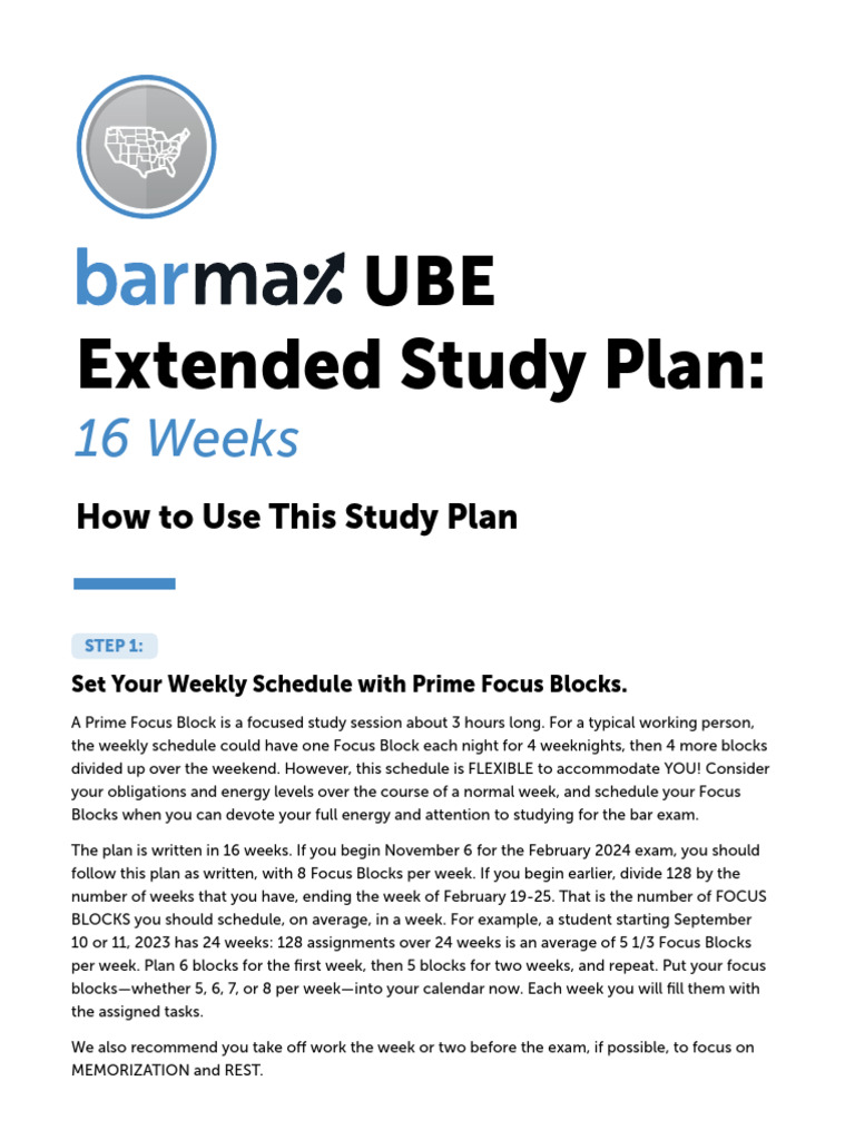 UBE Study Plan: 16-Week Schedule | PDF