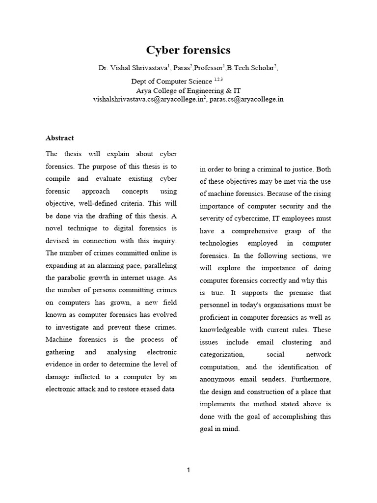 (Paras - 19EARCS737) Cyber Forensics | Download Free PDF | Computer Forensics | Security