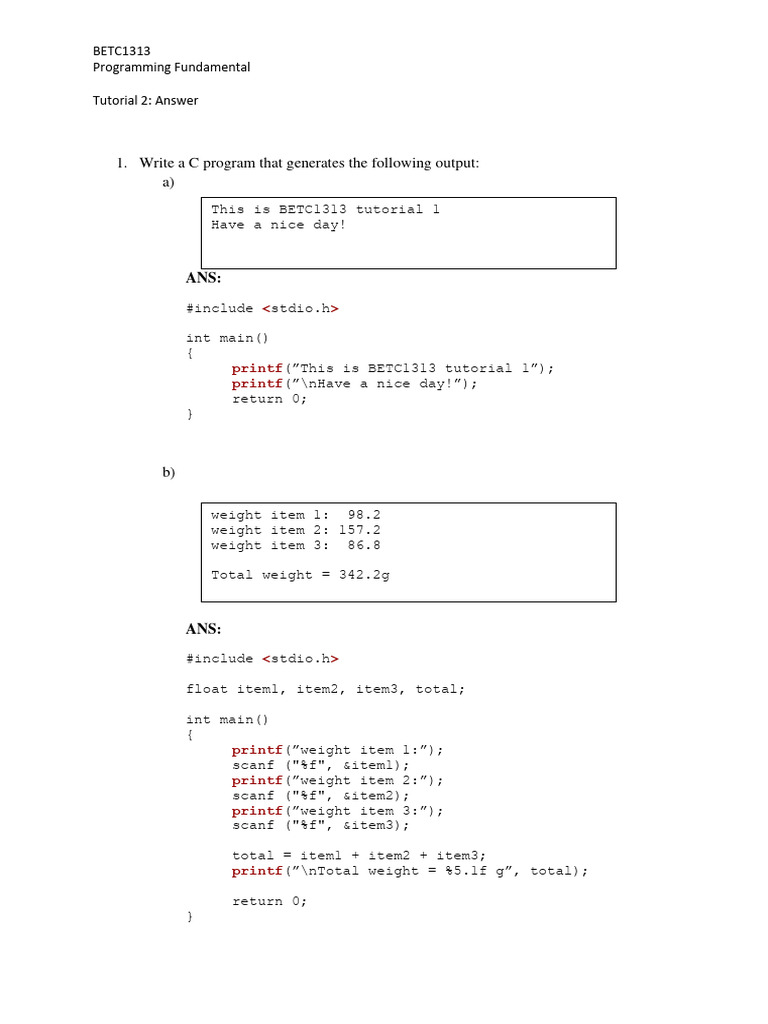 Tutorial 2 - ANS Programming | PDF | Computer Science | Software ... Tutorial 2 - ANS Programming | PDF | Computer Science | Software ...