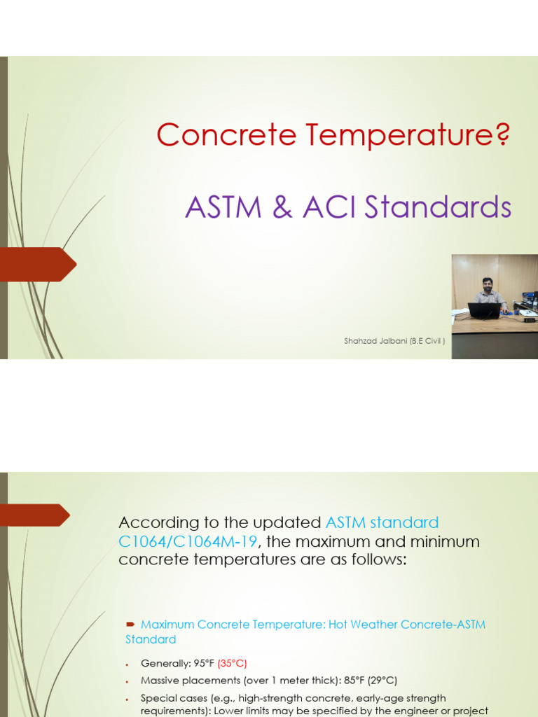 Concrete Temperature Limits per ACI & ASTM | PDF | Concrete | Materials