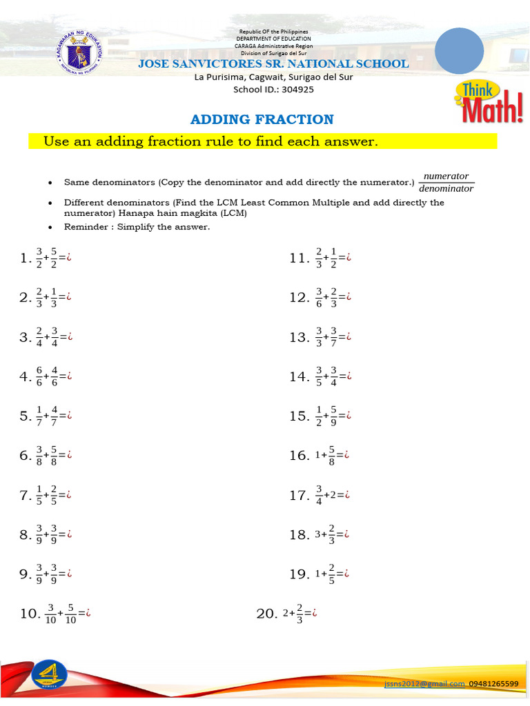 Adding Fraction | PDF | Discrete Mathematics | Naming Conventions