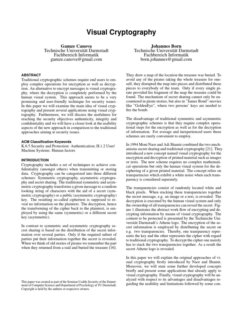 Visual Cryptography | PDF | Cryptography | Password