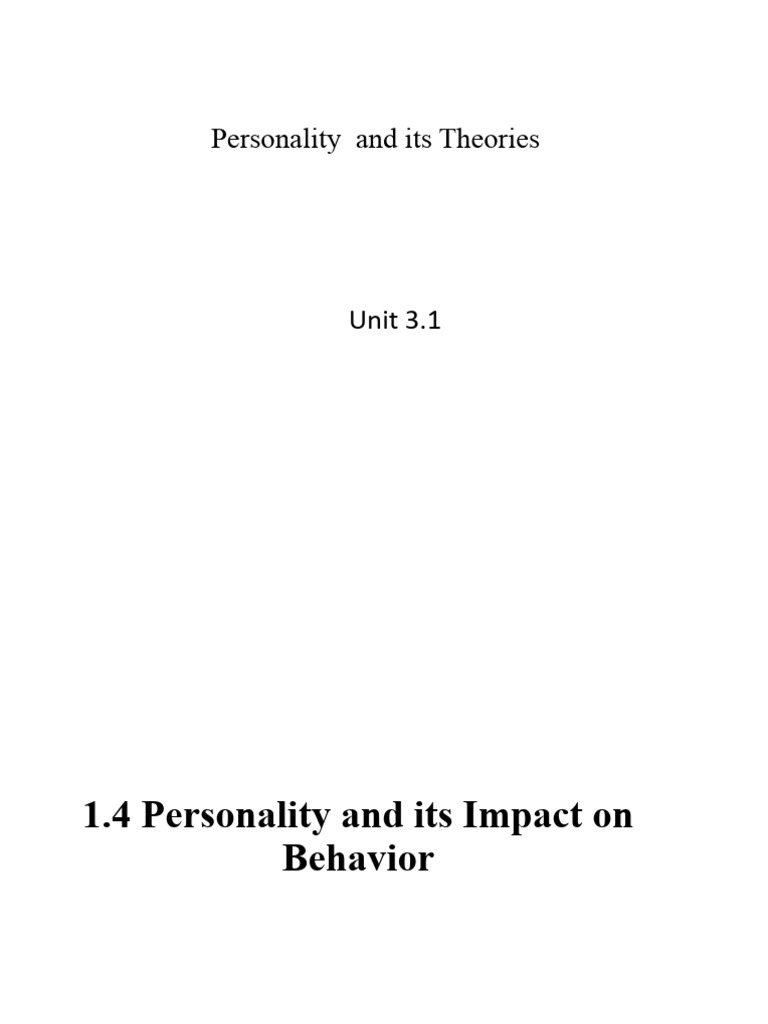 Unit 3 - Personality Theories | PDF