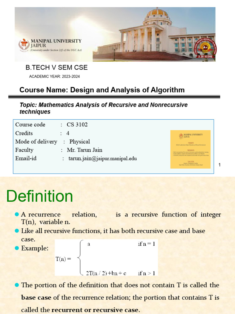 Mathematical Analysis of Recursive and NonRecursive Techniques | PDF ...