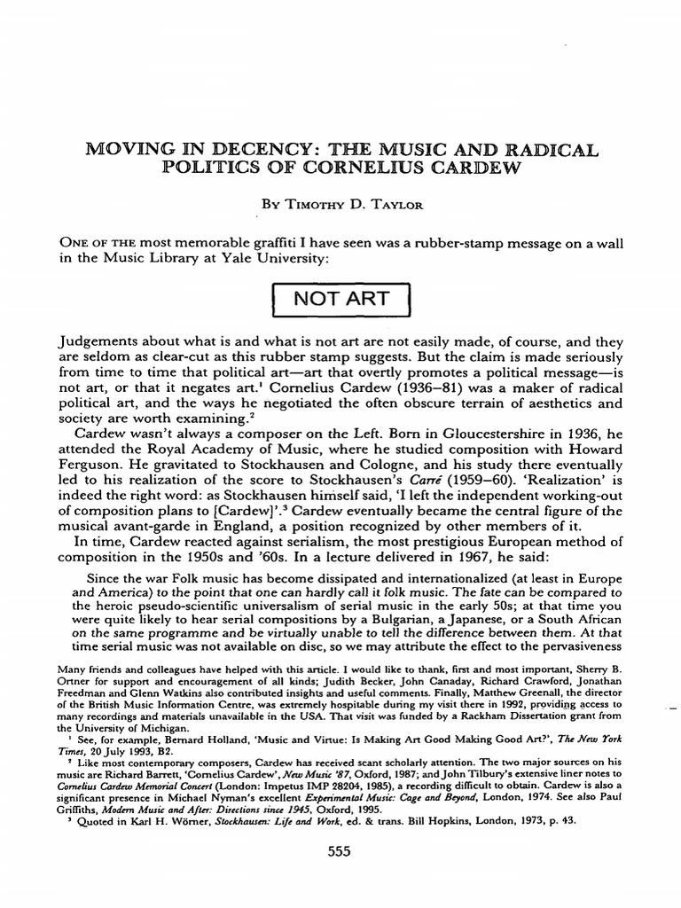 Moving in Decency - The Music and Radical Politics of Cornelius Cardew ...