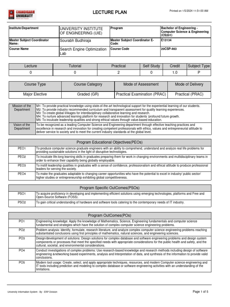 Lecture Plan | PDF | Search Engine Optimization | Engineering