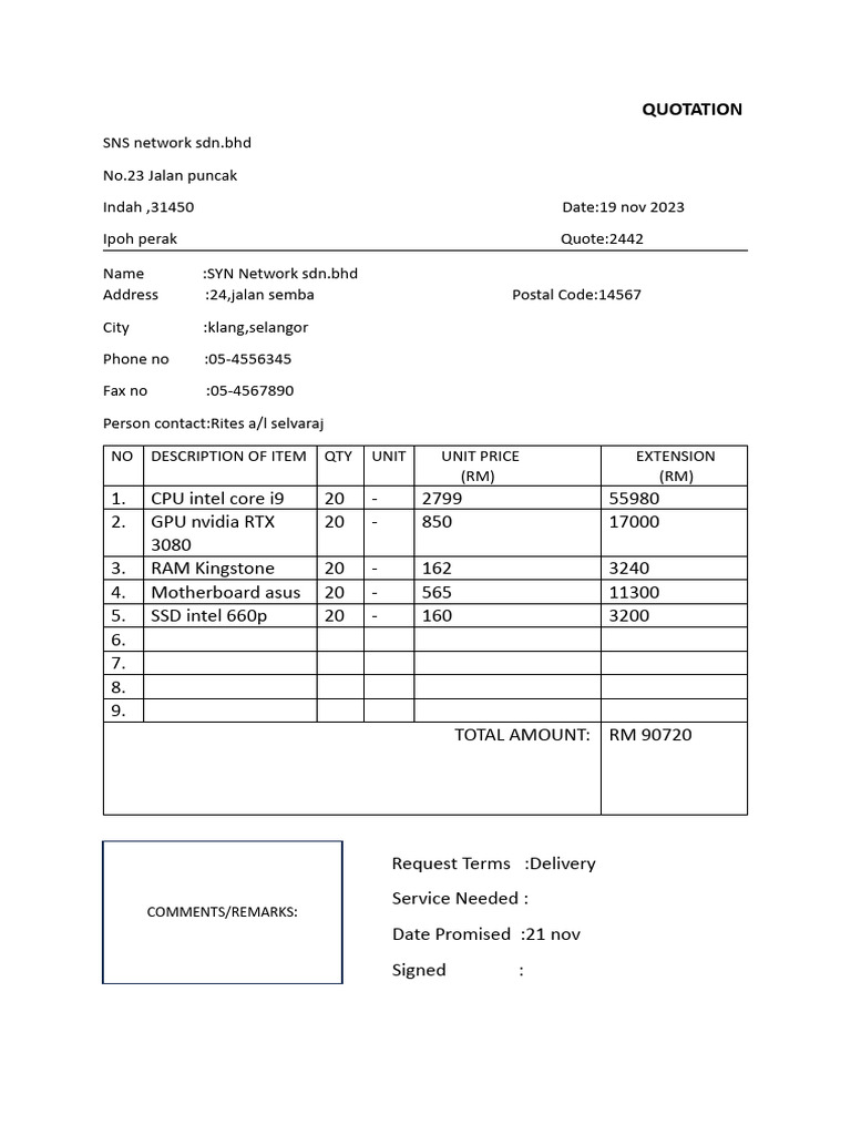 QUOTATION | PDF | Personal Computing | Information And Communications Technology