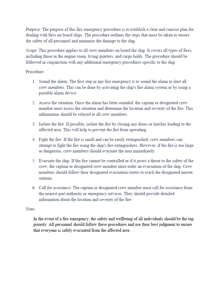 MGT Fire Emergency Procedure G3 | PDF | Safety