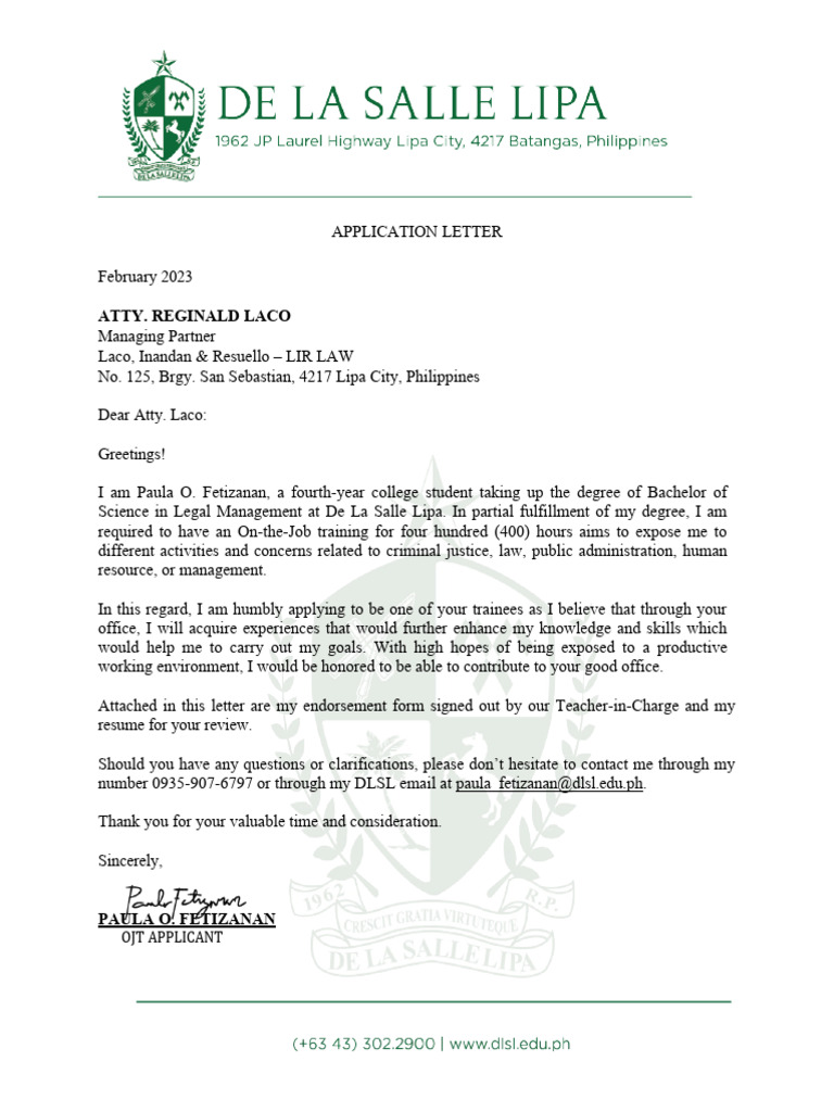 Ojt Application | PDF | Career & Growth | Business