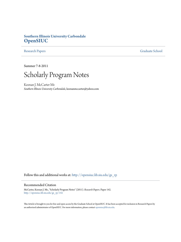 Scholarly Program Notes | PDF | Charles Gounod | Giacomo Puccini