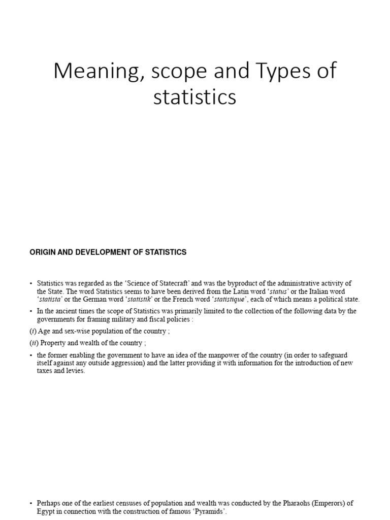 Meaning, Scope and Types of Statistics | PDF | Cost Of Living | Statistics