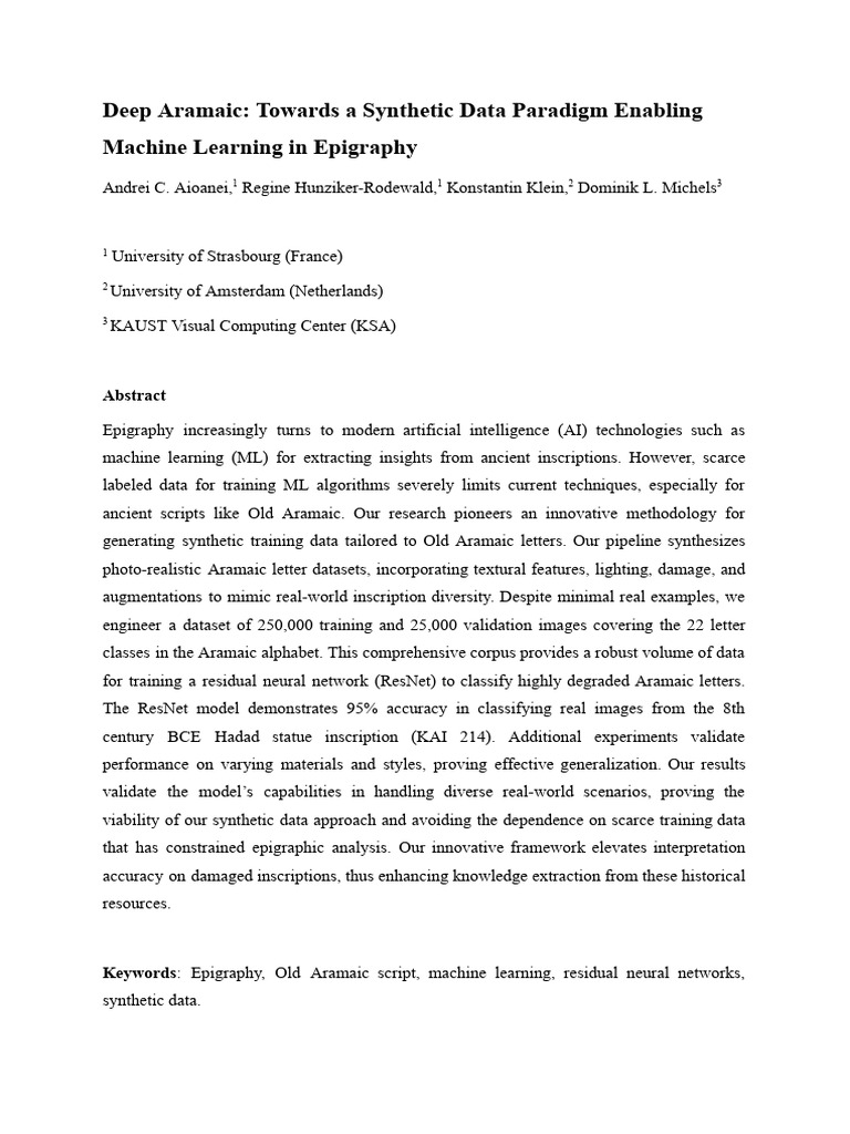 Deep Aramaic: Towards A Synthetic Data Paradigm Enabling Machine ...