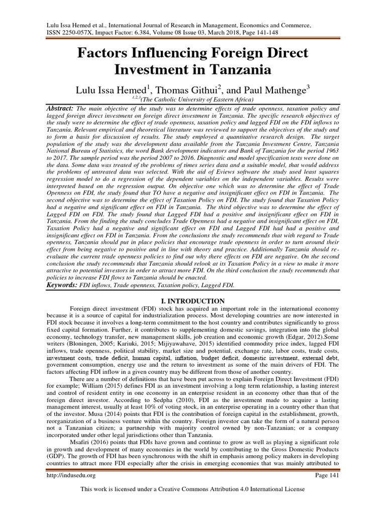 Factors Influencing Foreign Direct Inves | PDF | Foreign Direct ...