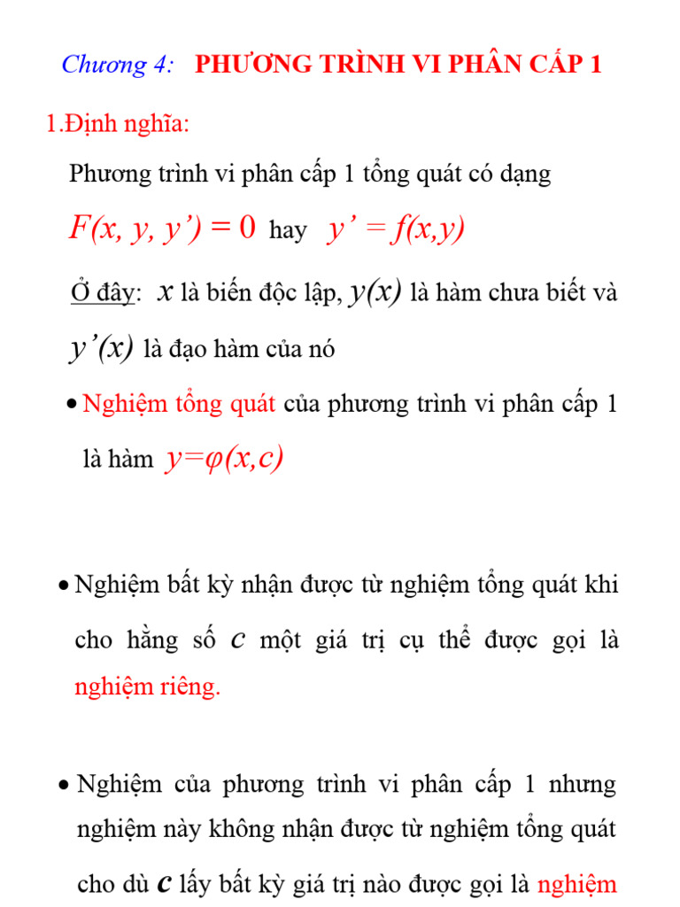 (BHT CNPM) GT - Chuong 9.1. Phuong Trinh Vi Phan Cap 1 | PDF