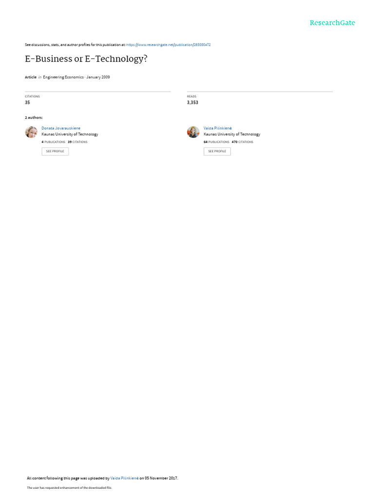 E-Business or E-Technology | PDF | Business Model | Electronic Business