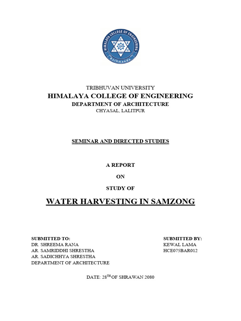 Water Harvesting in Samzong Village of Nepal | PDF | Water | Water Resources