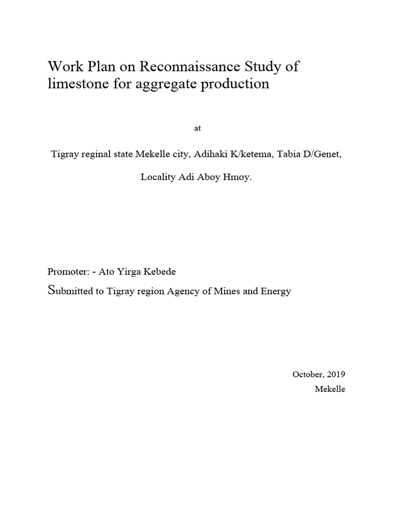 Reconnaissance Plan For Limeston | PDF | Geology | Rock (Geology)
