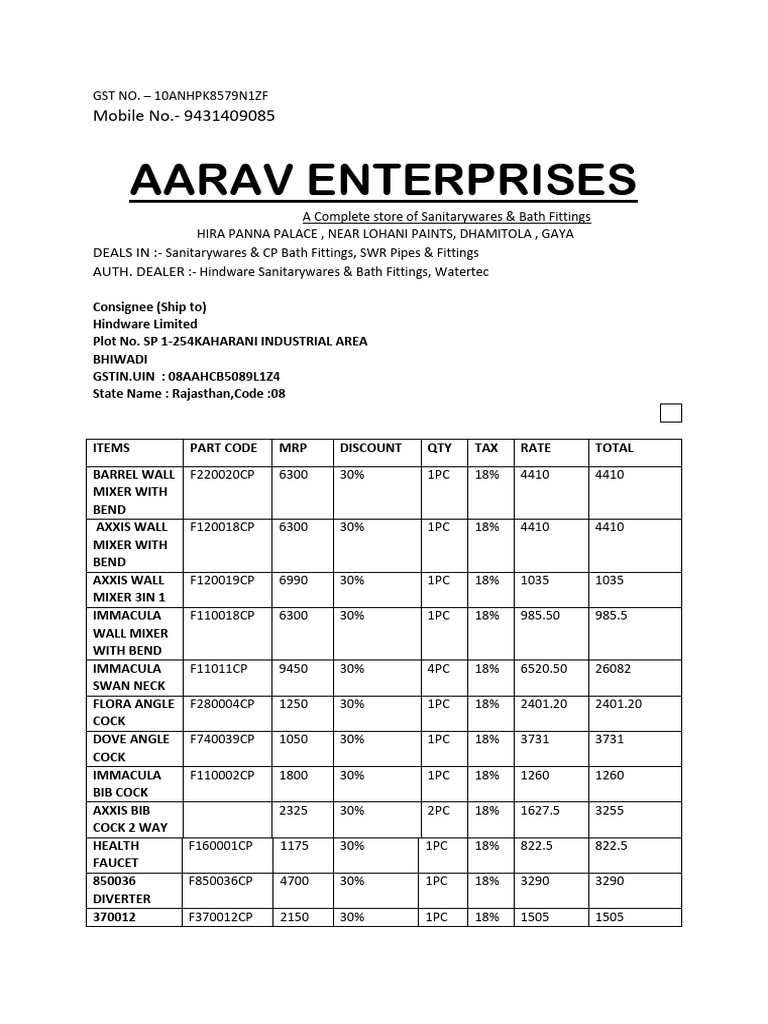 Aarav Enterprises - Delivery Challan | PDF | Technology & Engineering