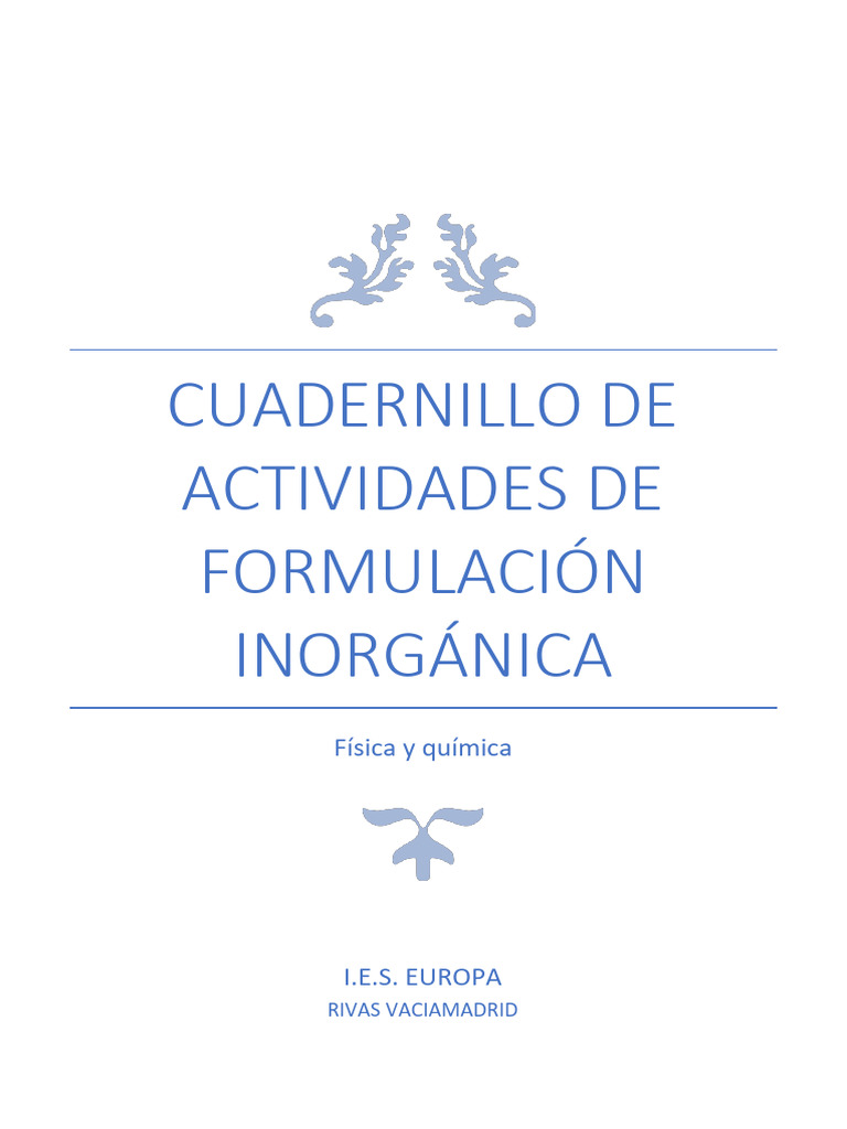 Cuadernillo Formulación Inorgánica (Corregido) | PDF | Ácido | Hidróxido