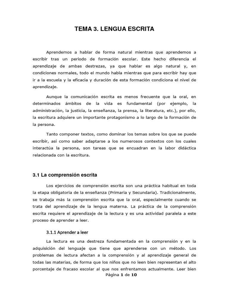 Tema 3. Lengua y Literatura y Su Enseñanza | PDF | Aprendizaje | Palabra