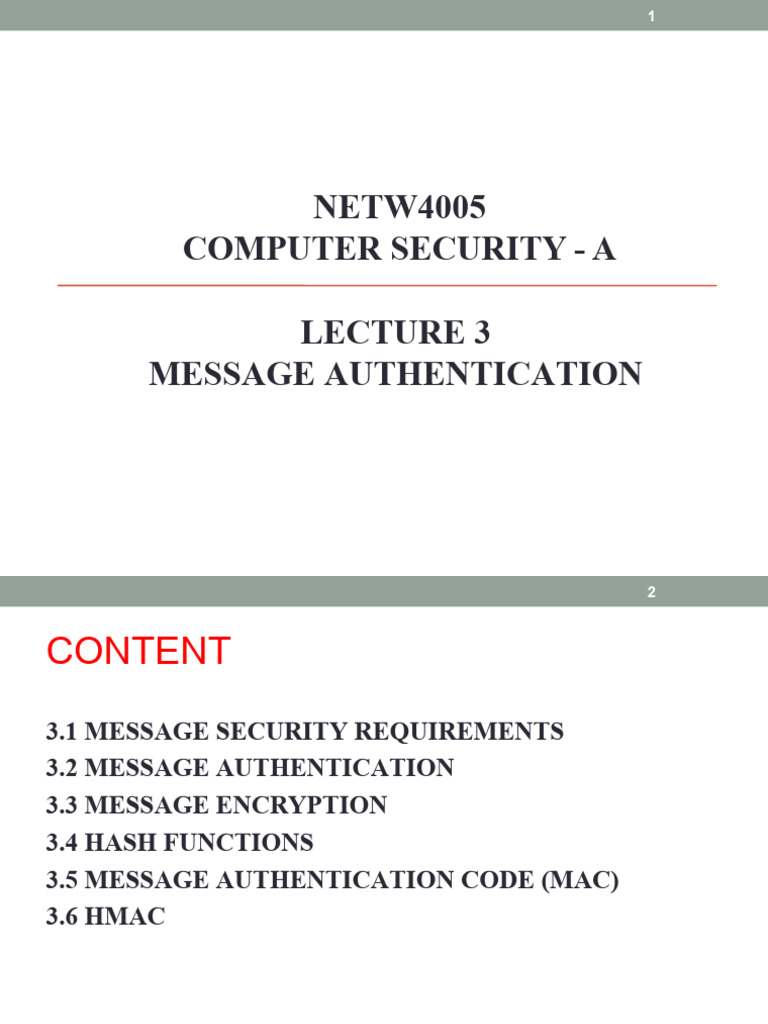 Bca Cs-l3 - Message Authentication - Feb 2016 | PDF | Cryptography | Public Key Cryptography