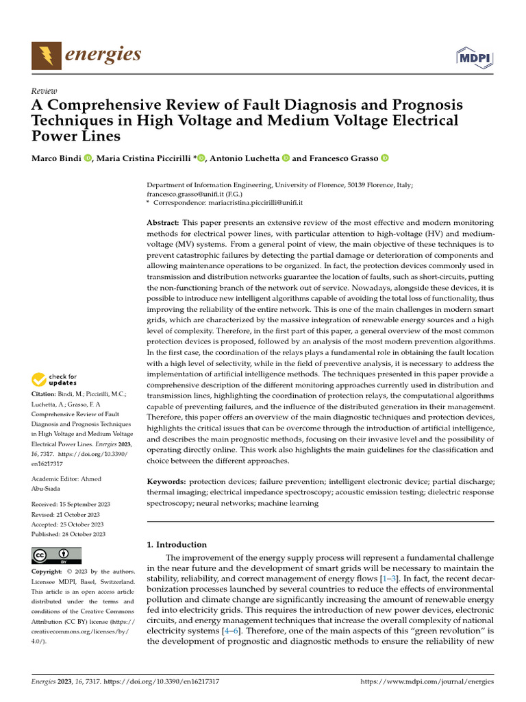 A Comprehensive Review of Fault Diagnosis and Prognosis Techniques in High Voltage and Medium ...