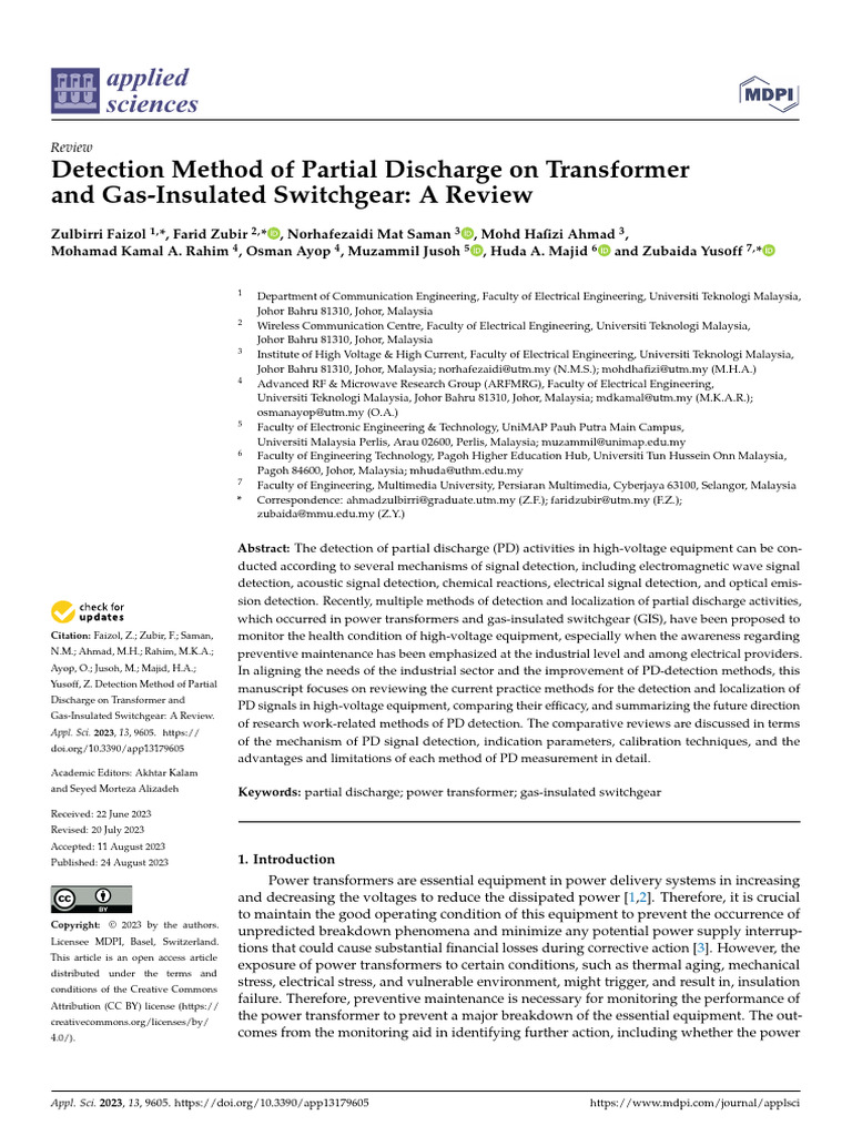 Detection Method of Partial Discharge On Transformer and Gas-Insulated ...