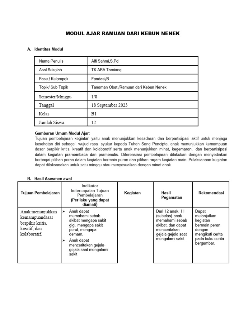 Modul Ajar Minggu 8 | PDF