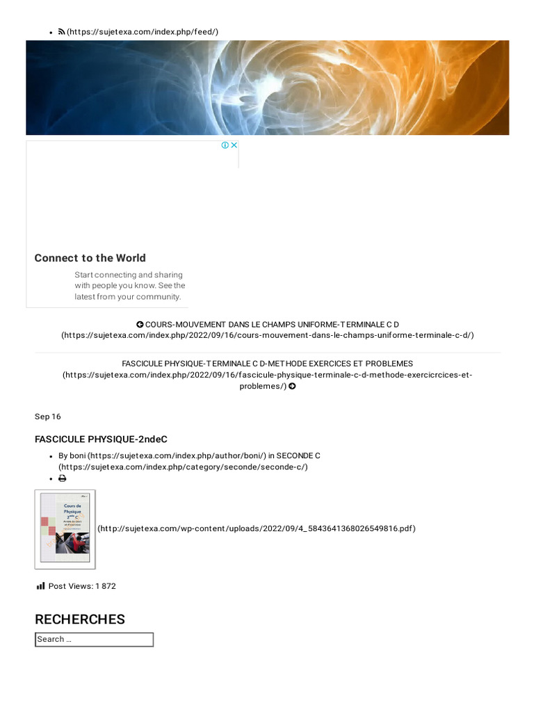 FASCICULE PHYSIQUE-2ndeC - SUJETEXA | PDF | Secondary Education | Schools