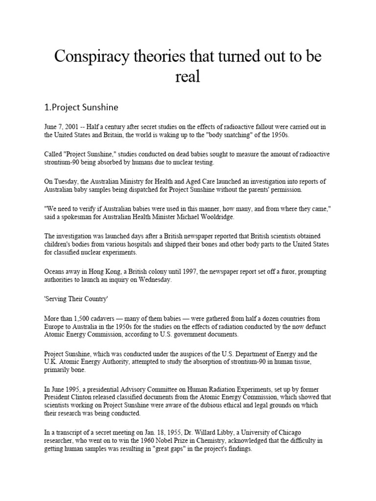 Real Conspiracy Theories Uncovered | PDF | Prohibition | United States ...