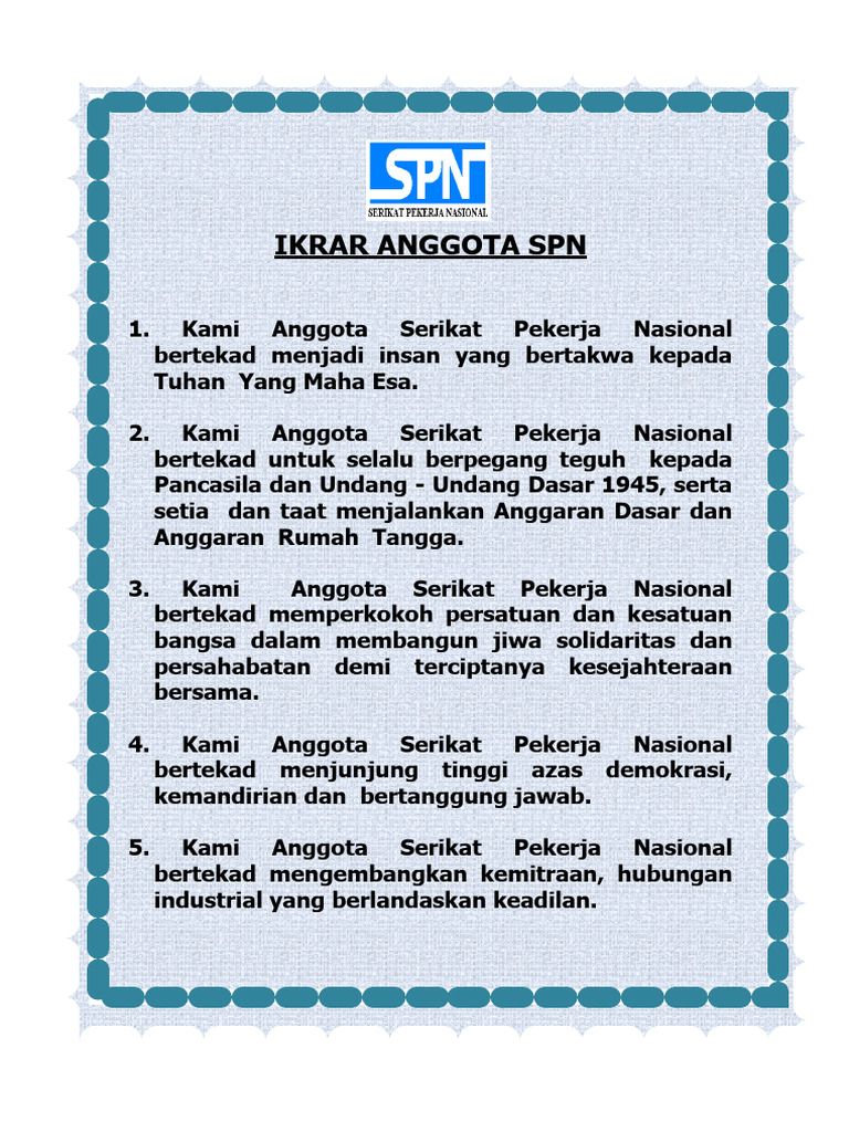Ikrar Anggota SPN | PDF