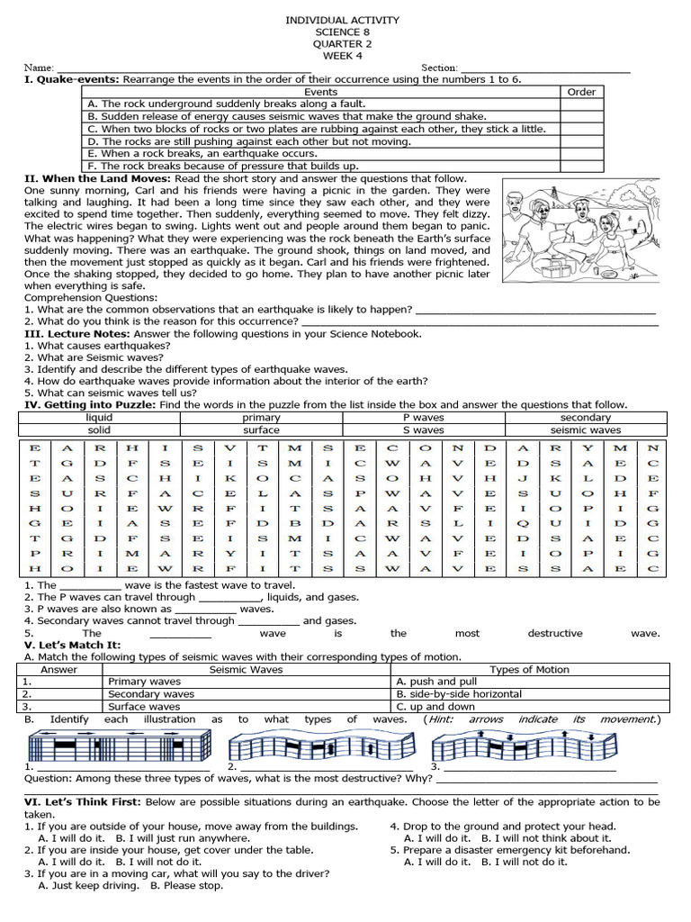 Week 4 Activities Long | PDF | Earthquakes | Waves