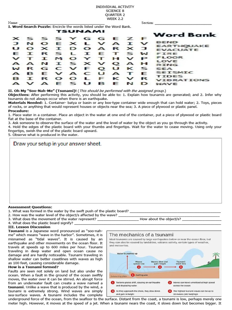 Week 2.2 Activities Long | PDF | Tsunami | Earthquakes