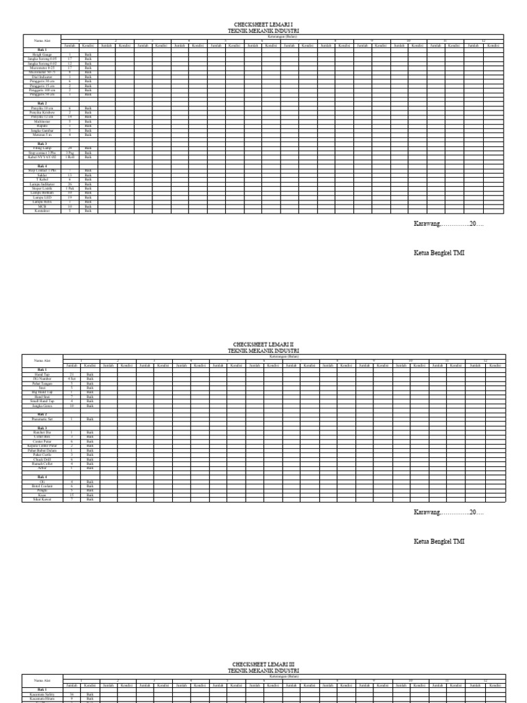 Checksheet Lemari | PDF