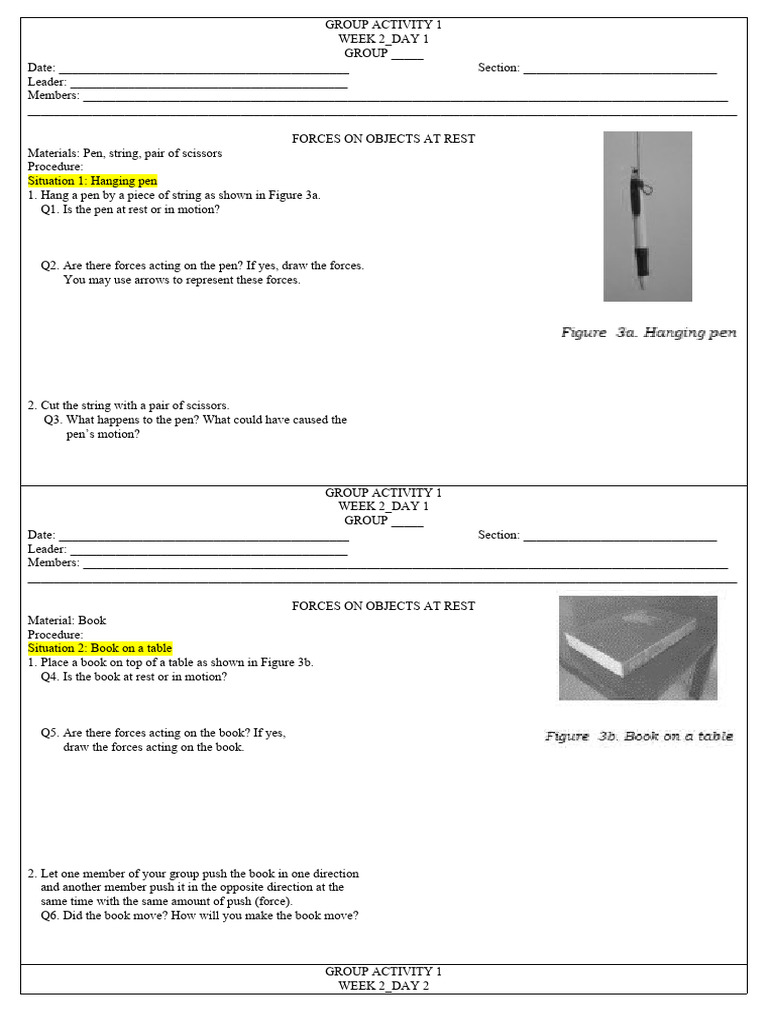 Week 2 Activities | PDF | Force | Balloon