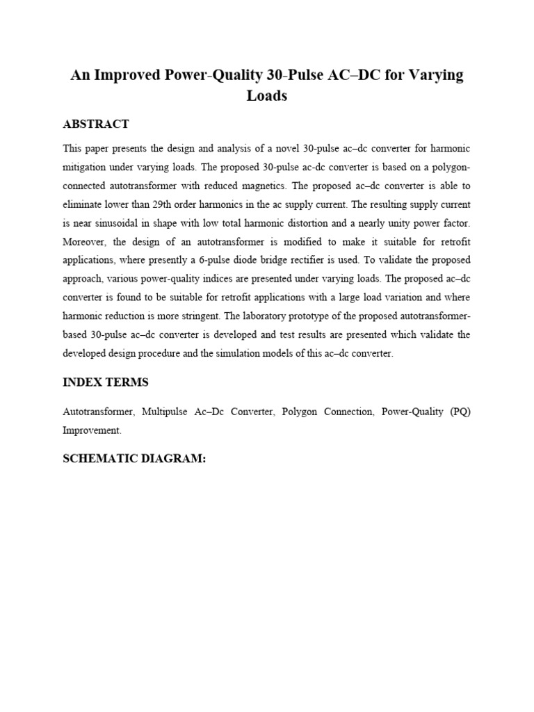 An Improved Power Quality 30 Pulse Ac Dc For Varying Loads Pdf