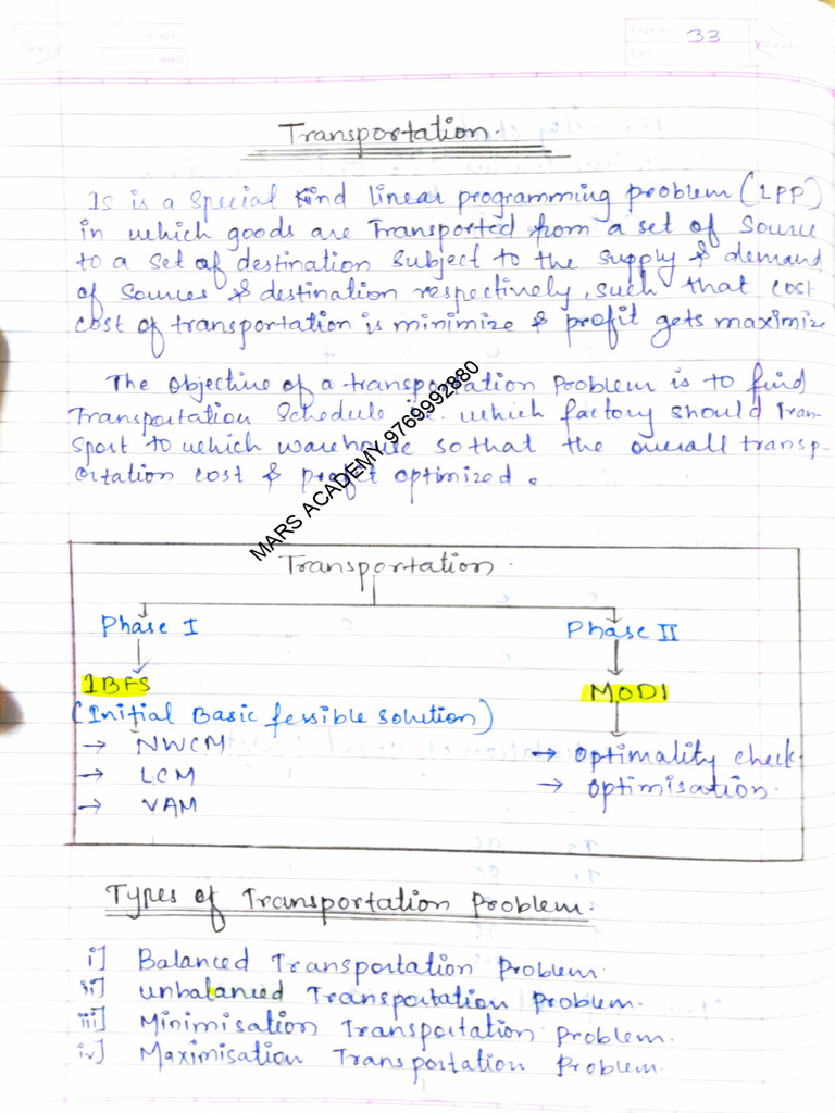 Transportation OR - NOTES. - Watermark | PDF