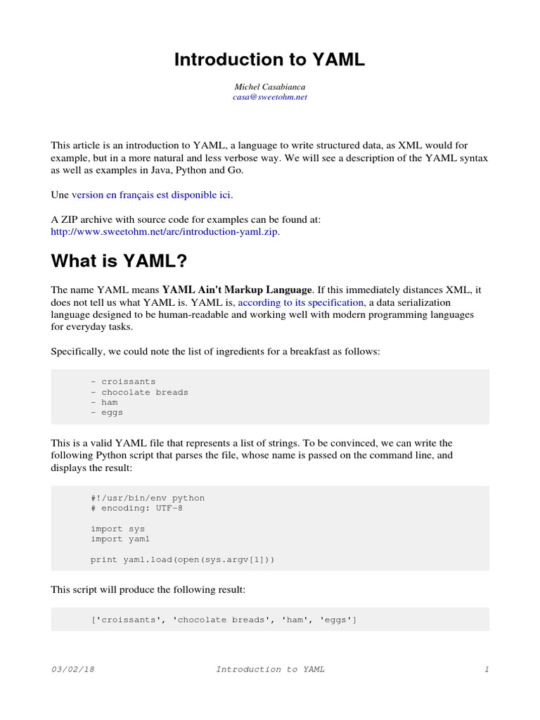 Introduction Yaml - en | PDF | Boolean Data Type | Parsing