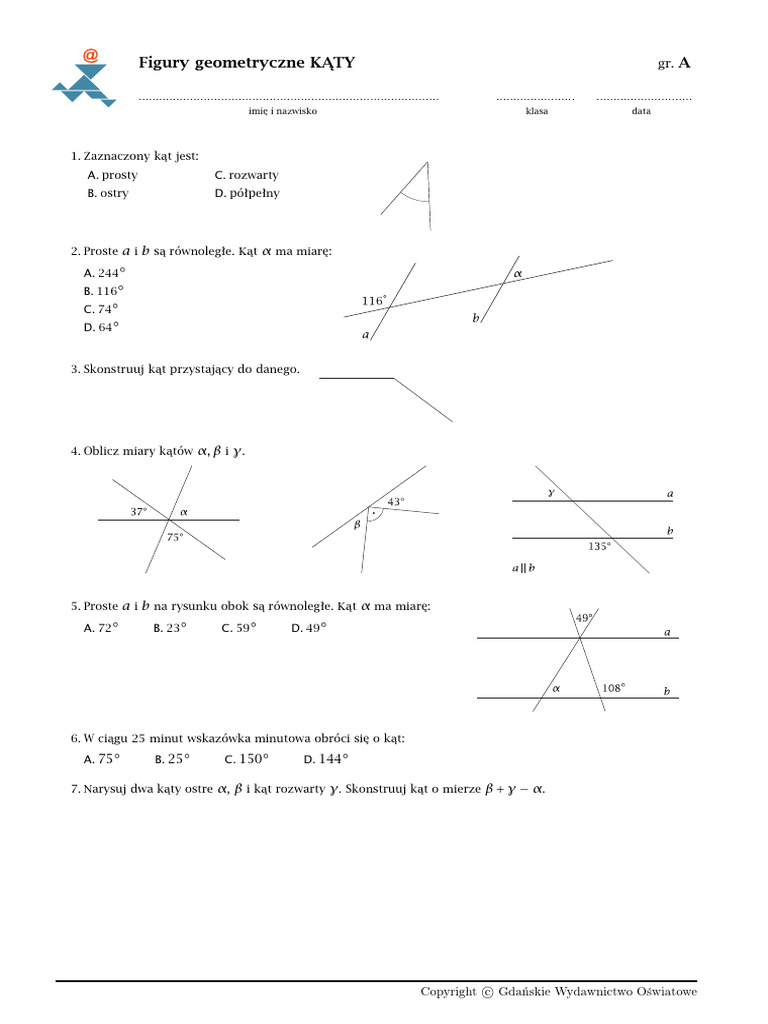 Figury Geometryczne KĄTY | PDF