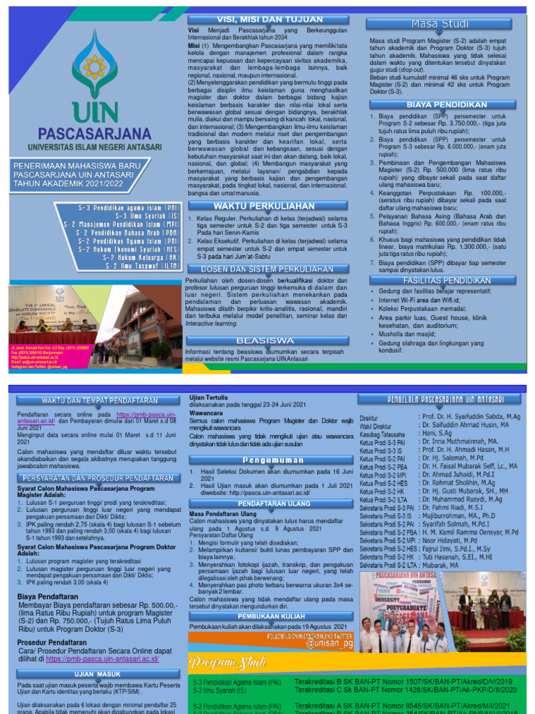 Brosur PMB Pascasarjana Tahun 2021-2022 | PDF