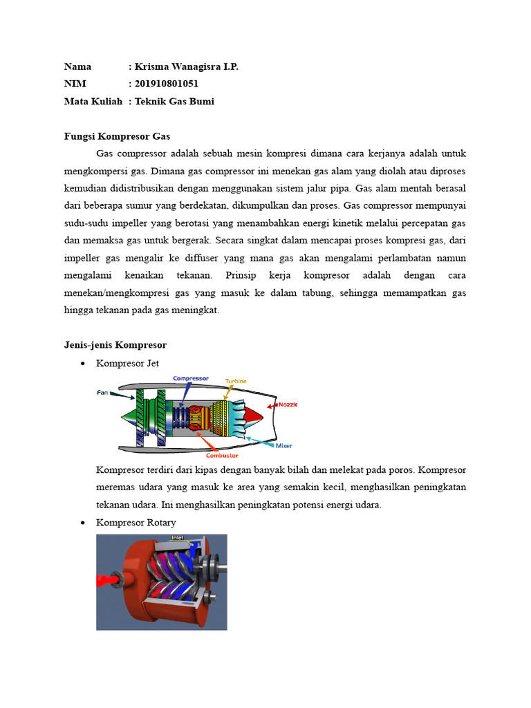 Fungsi dan Jenis Kompresor Gas Bumi | PDF